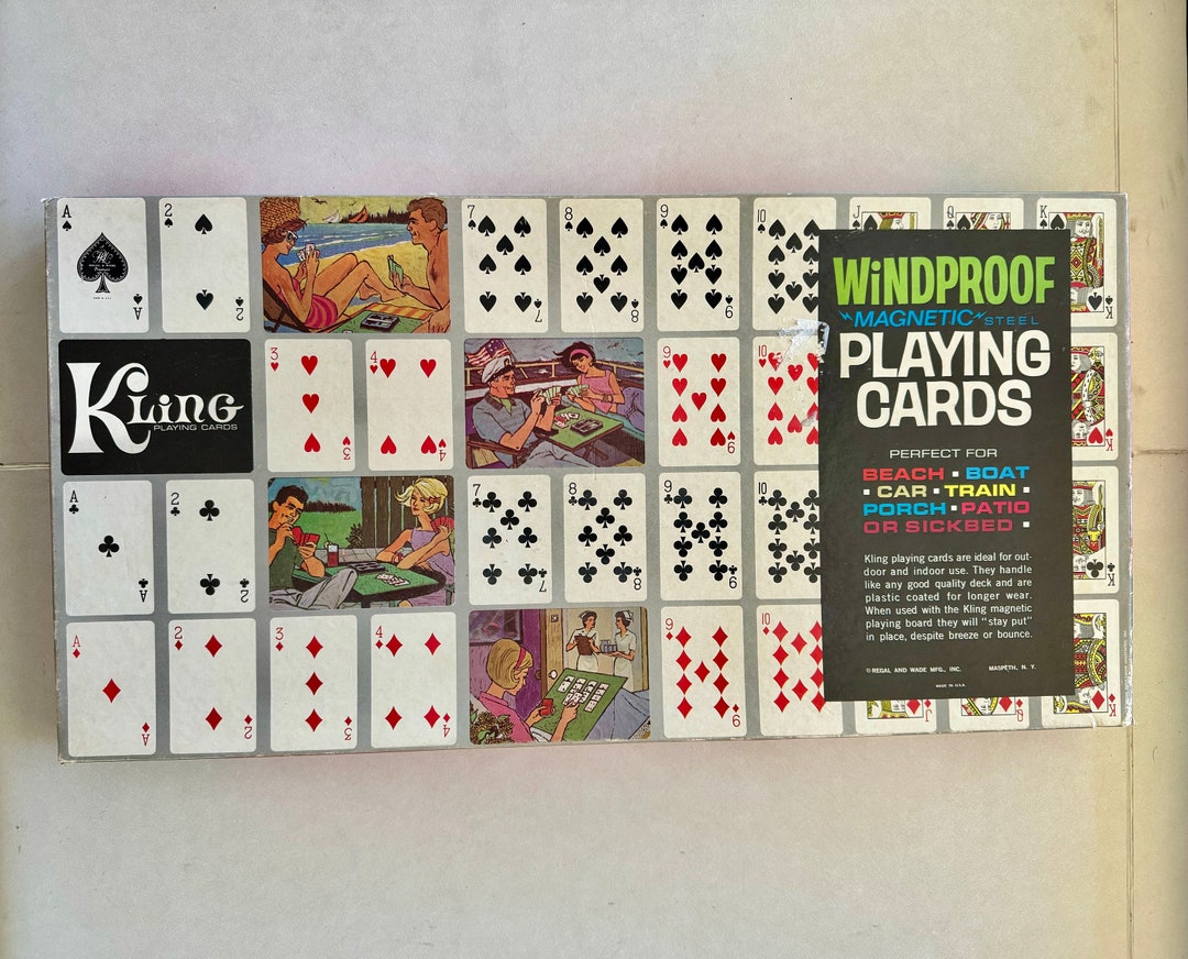 Vintage KLING MAGNETIC Playing Cards and Magnetic Game Board Play Cards ...