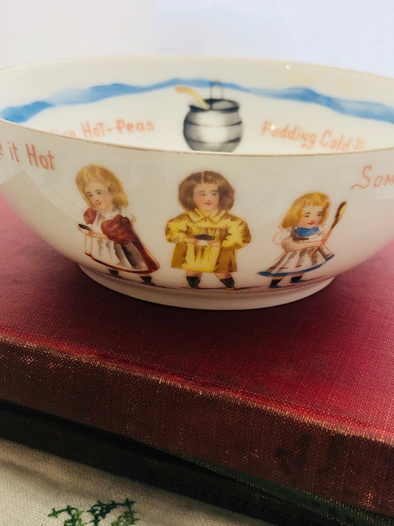 Antique Childs Bowl Nursery Rhyme Peas Pudding Hot T&V France - Etsy