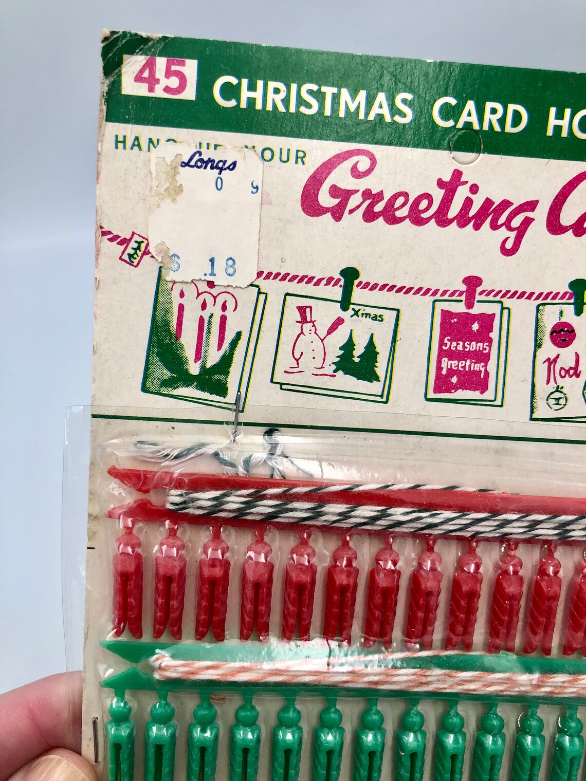 Vintage Christmas Card Holder - Greeting Cards on the Line - New Old ...