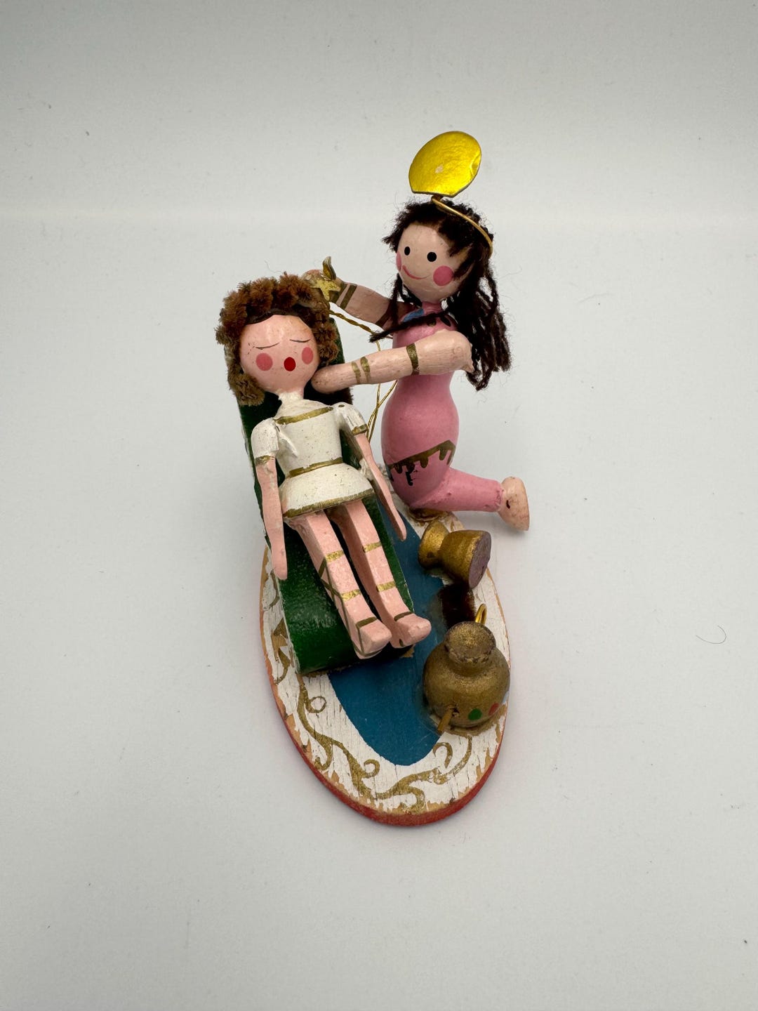 Vintage RARE Wooden Samson and Delilah Christmas Ornament - Kurt Adler ...
