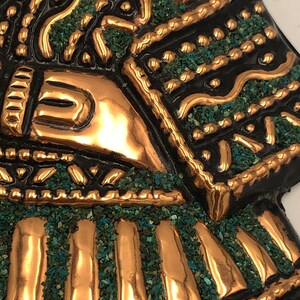 Vintage Embossed Copper Peruvian Couple With Inlaid Turquoise Chips ...