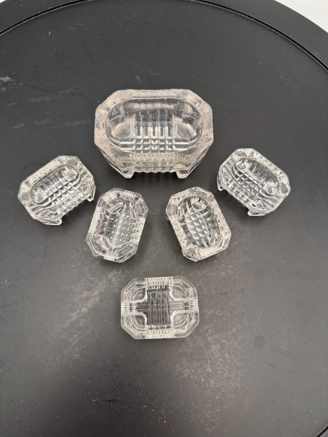 Vintage Set of 6 Master and Individual Crystal Salt Cellars Salt Dips ...