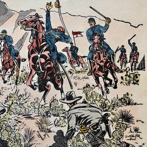 Vintage Military Print - Arizona Battle at Picacho Peak: Into the ...