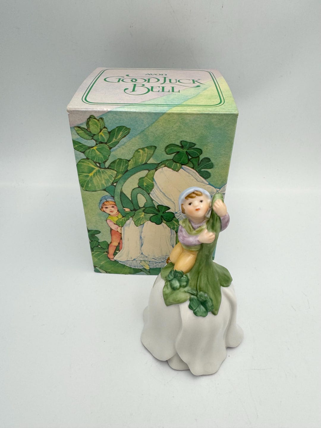 Vintage AVON Good Luck Bell - Porcelain Leprechaun Elf - St Patrick's ...