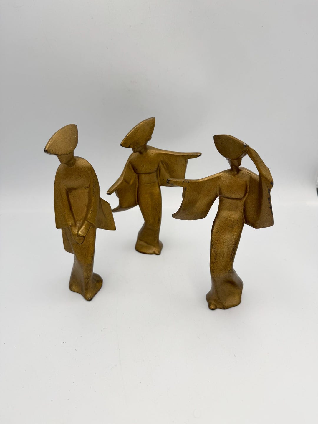 Vintage Set of 3 Dancing Geisha Girls - Cast Iron - 7" Tall - Mid ...
