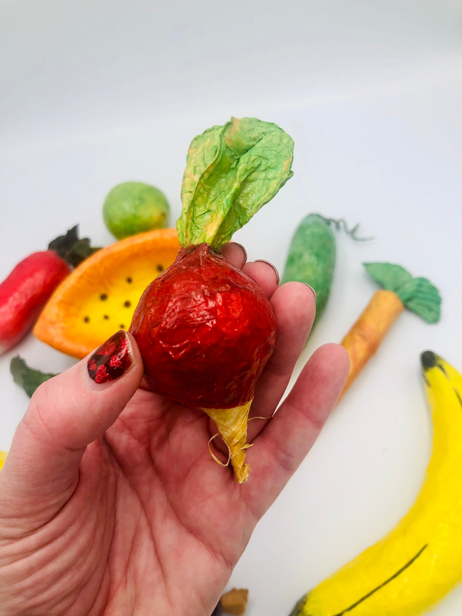 Vintage Paper Mache Fruit & Vegetable Set Hand Made 10 Pieces | Etsy