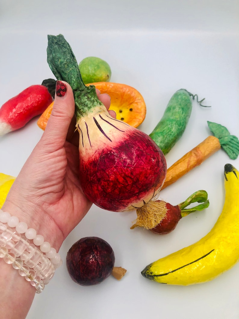 Vintage Paper Mache Fruit & Vegetable Set Hand Made 10 Pieces | Etsy