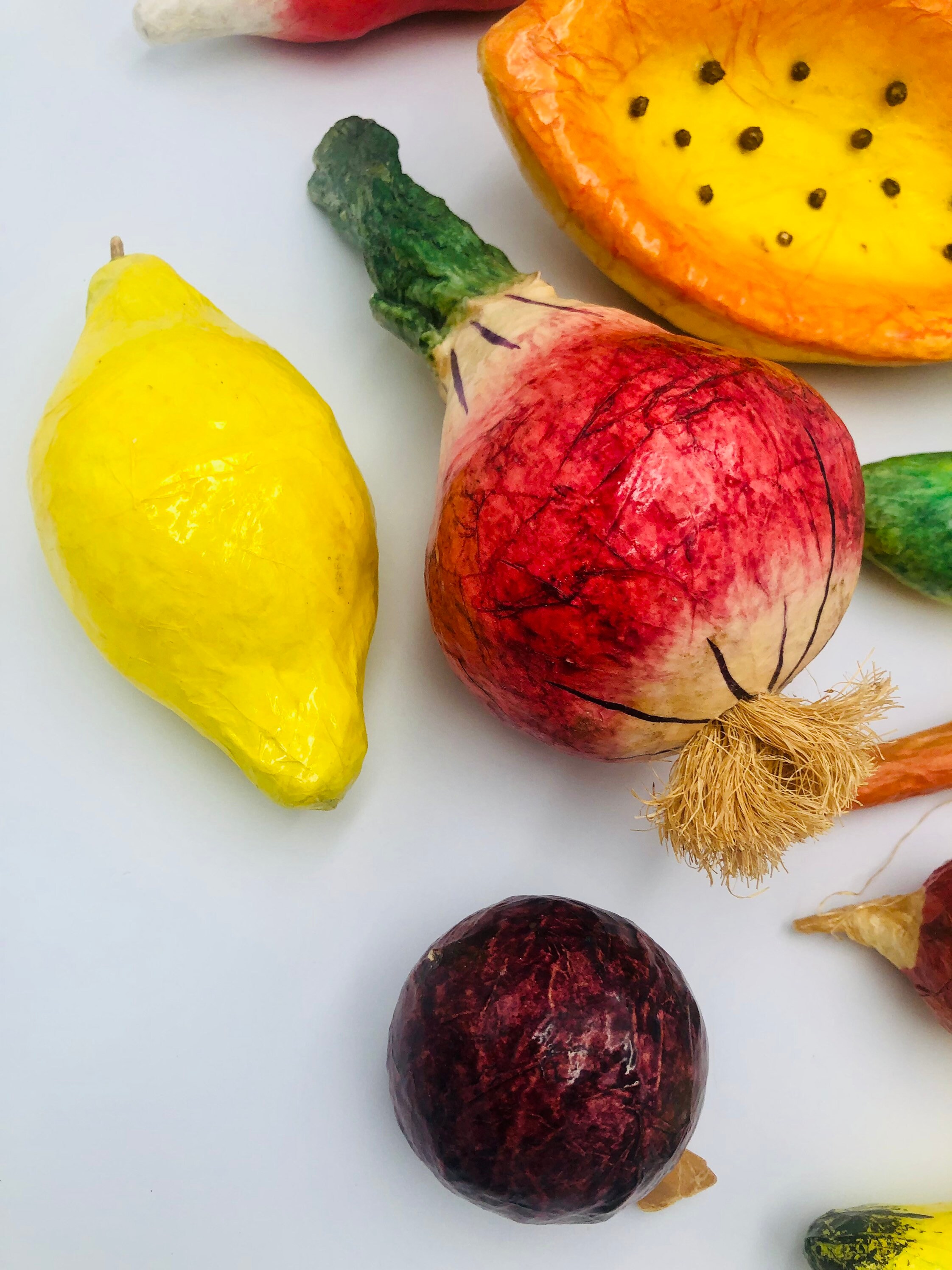Vintage Paper Mache Fruit & Vegetable Set Hand Made 10 Pieces - Etsy