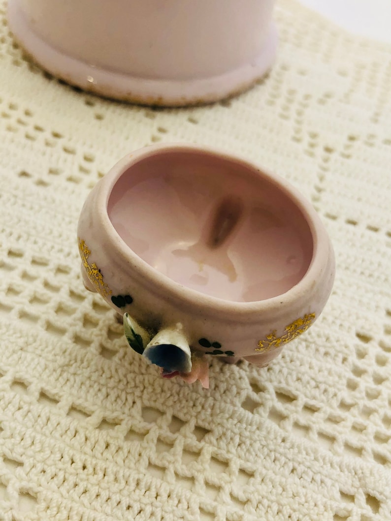 Vintage Set of Pink Fine China With Applied Flowers Vanity Set - Etsy