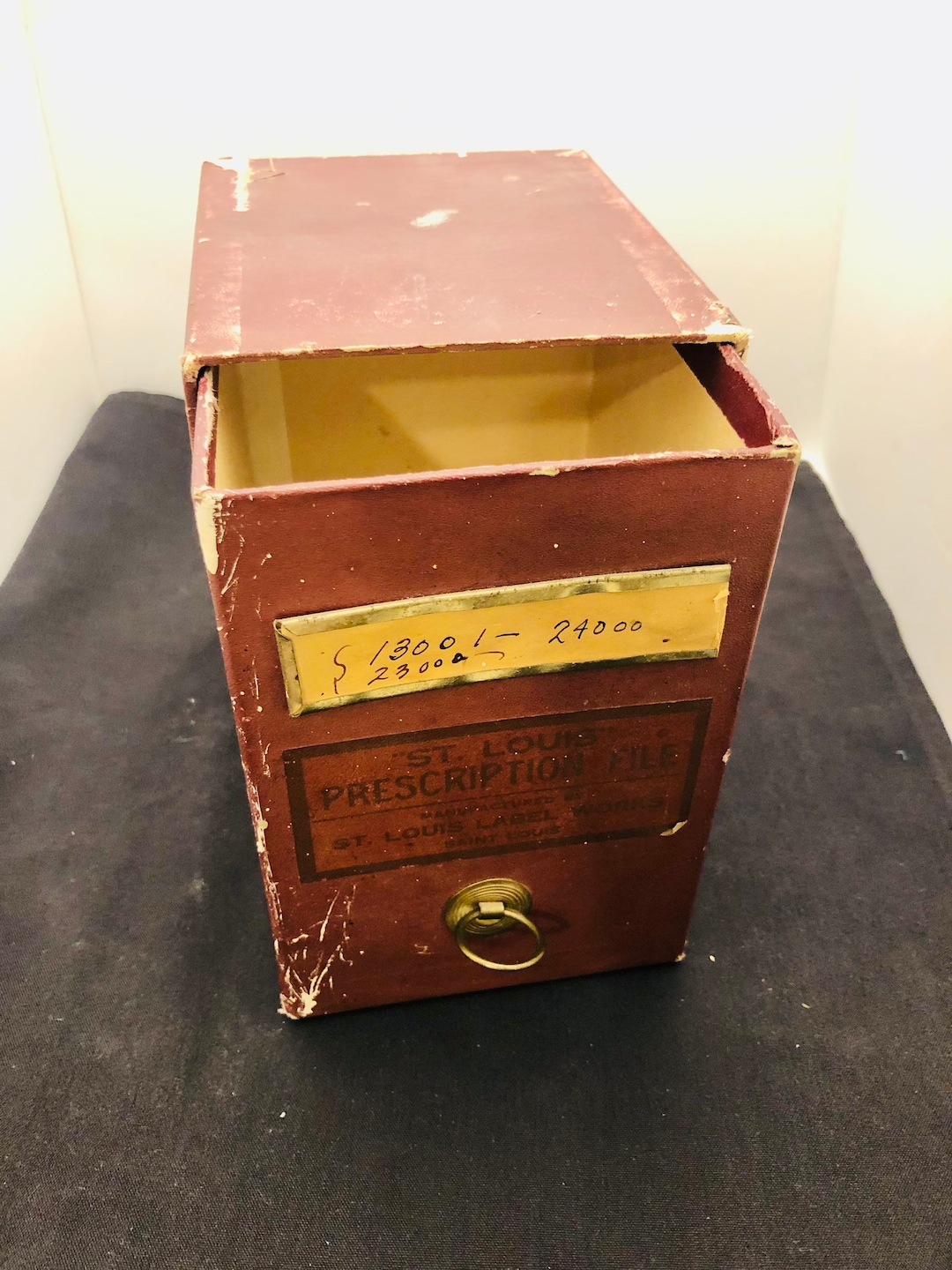Vintage Prescription File Box Cardboard Pressboard Brown St Louis ...