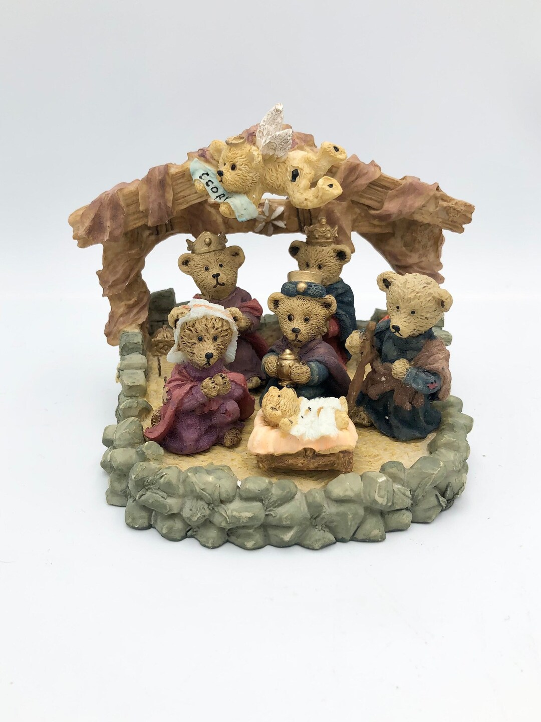 Vintage Bear Nativity Resin Figurines 7 Piece Set Boyds Bear Style - Etsy