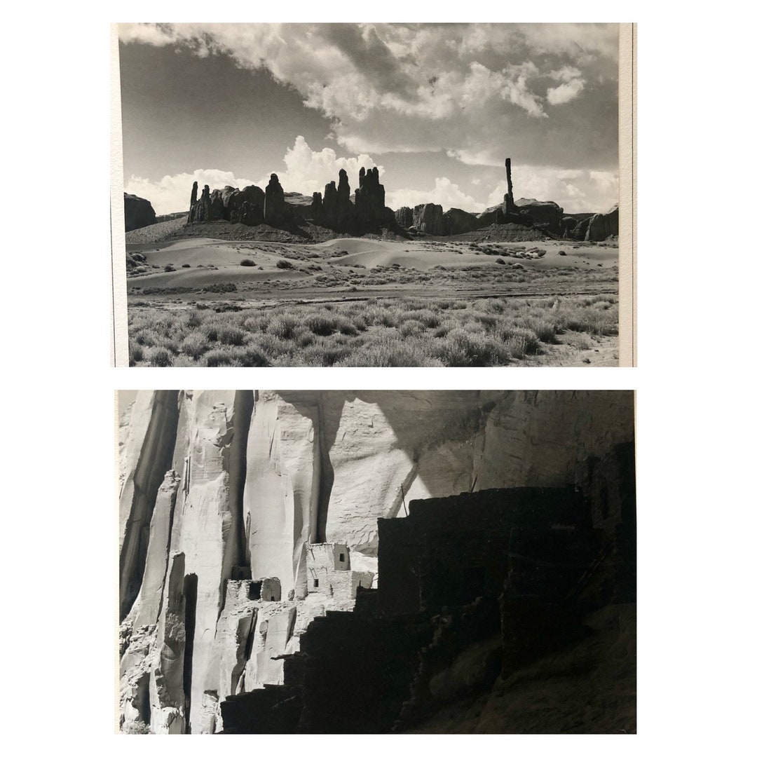 Vintage Set of 2 Black and White Photographs - Monument Valley Arizona ...