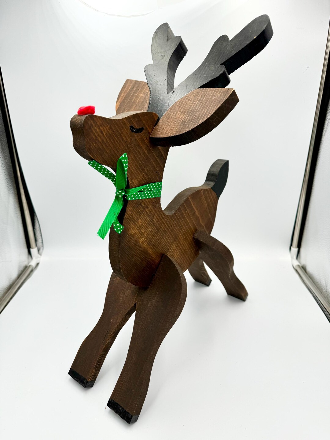 Vintage Rudolph the Red Nosed Reindeer Statue Wooden Cutout and Hand ...