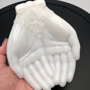 Vintage Milk Glass Victorian Hands Dish Tray Avon Offering Tray ...