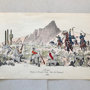 Vintage Military Print - Arizona Battle at Picacho Peak: Into the ...