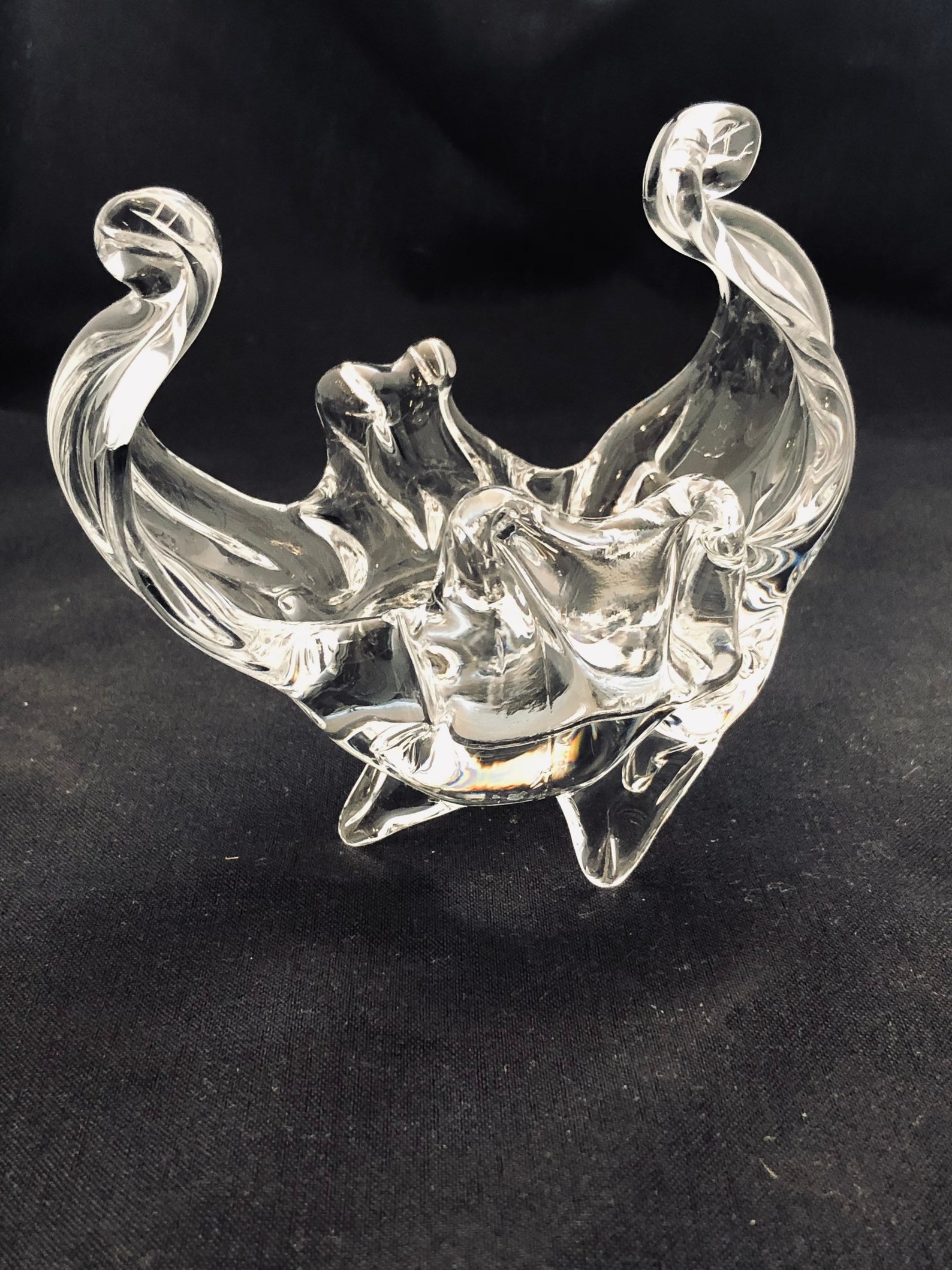 Vintage Freeform Clear Glass Footed Bowl Murano Viartec Style - Etsy