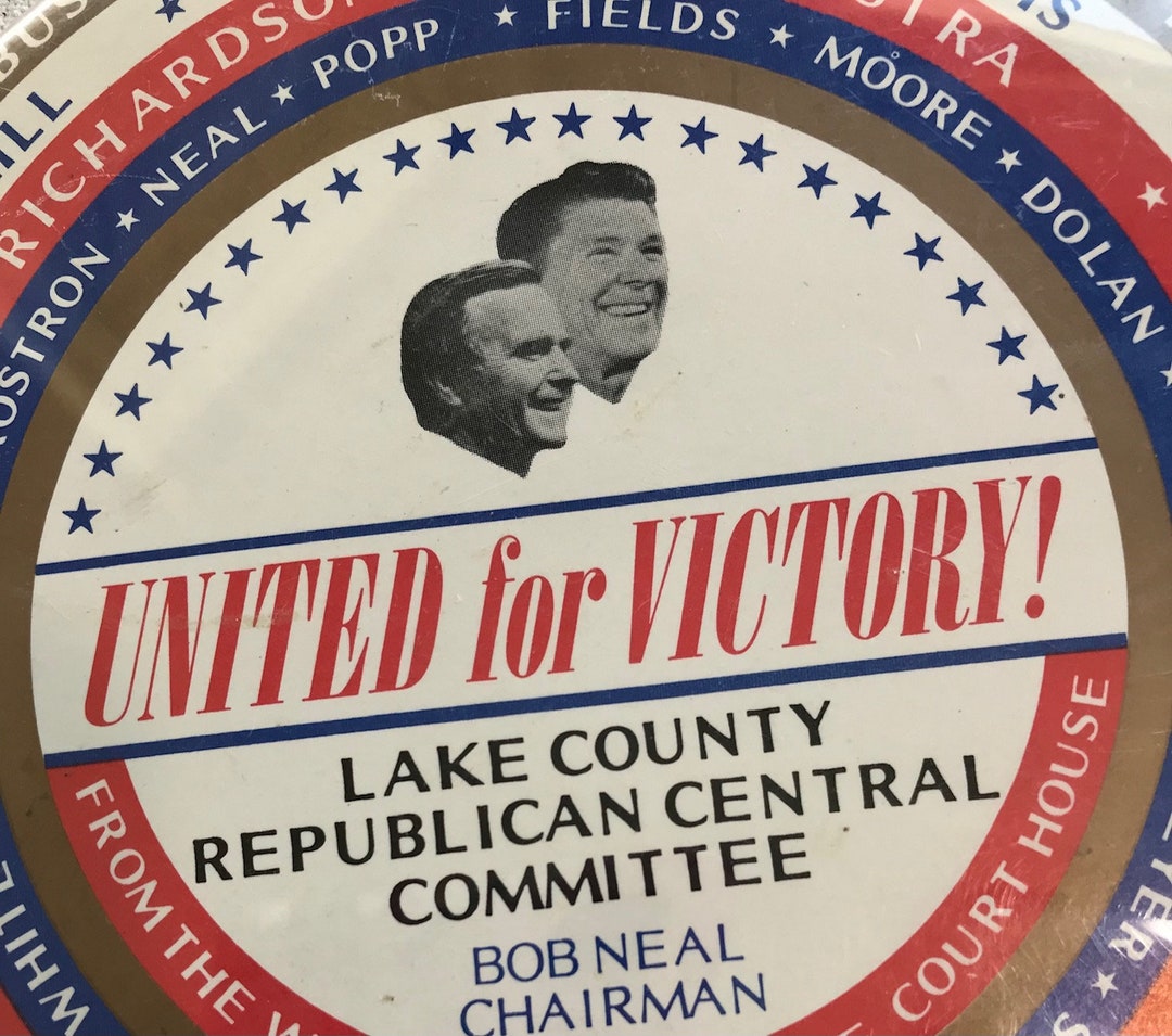 1984 Reagan Bush Campaign Button Pin, Large Political Button, Lake ...