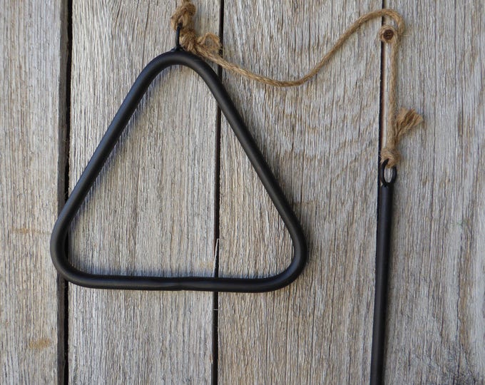 TRIANGLE DINNER BELL & Ringer Western Farm Ranch Cowboy Rustic Metal ...