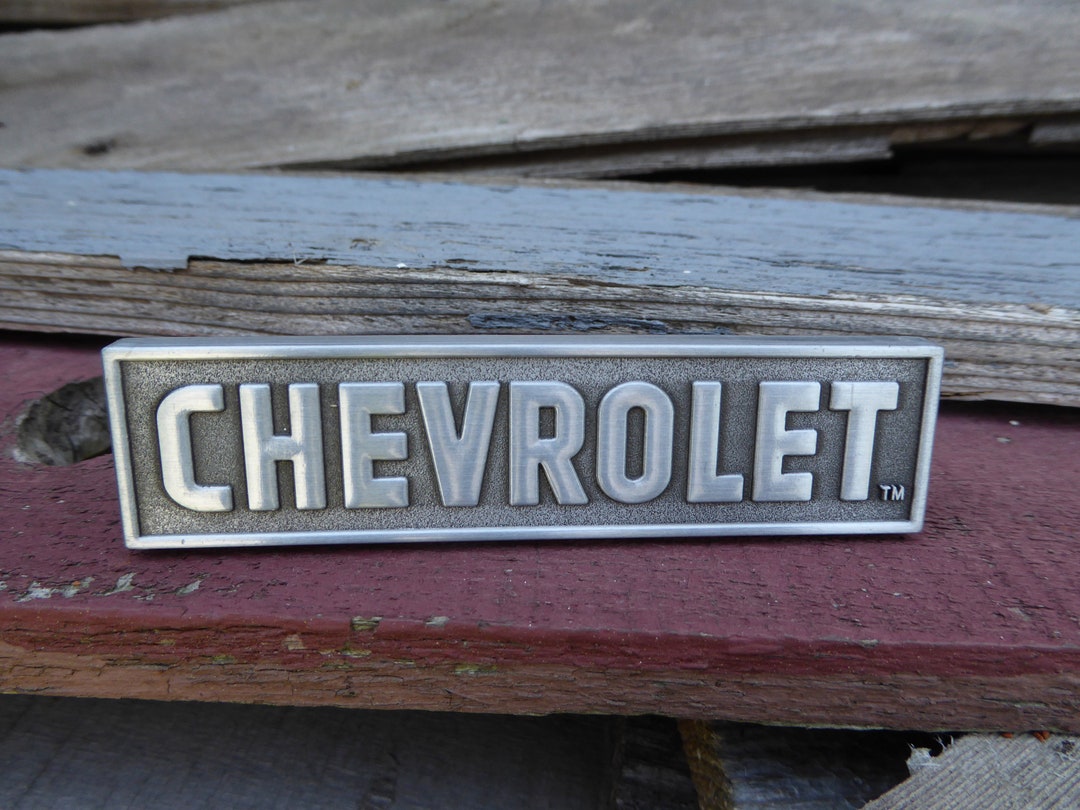 Chevy CHEVROLET Handle - Metal Brushed Nickel Drawer Pull Block Letters ...