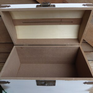 Decorative Wood Distressed White Trunk Chest Box Burlap Cards Sign ...