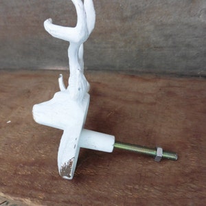 White DEER Head Metal KNOB - Drawer Pull - Cabinet - Rustic Animal ...