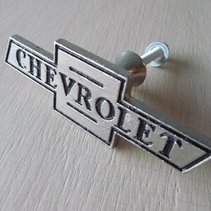 3 Chrome Chevy CHEVROLET Knob Cabinet Drawer Pull Auto Car Metal Knobs ...