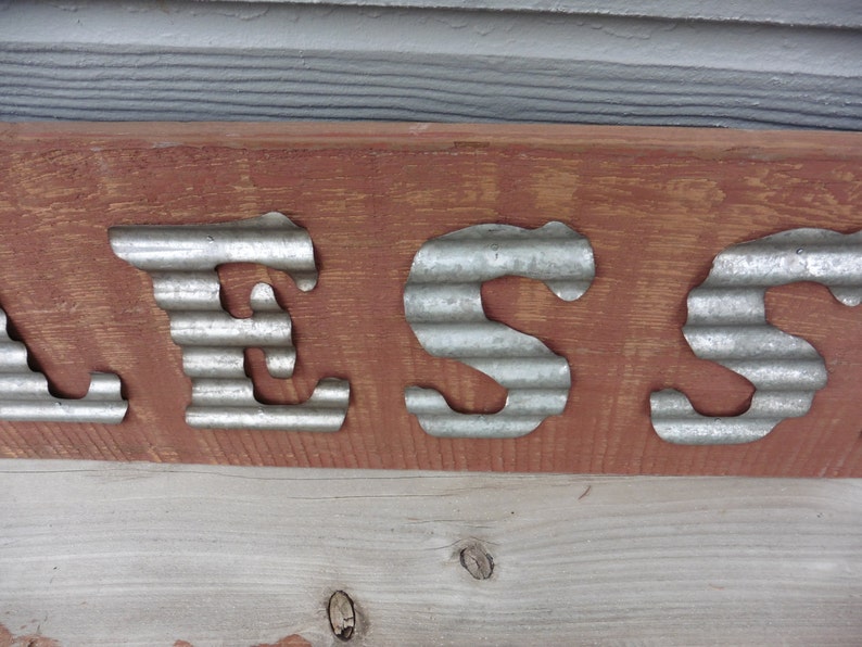 BLESSED SIGN Reclaimed Barn Wood Barnwood & Metal Letters - Etsy
