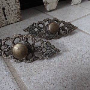 Antique Rustic Brass Knob With Ornate Backplate Drawer Pull Knob ...