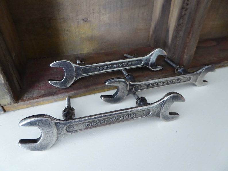 Wrench Tool Metal HANDLE Drawer Pull ~ Man Cave Garage Decor ...