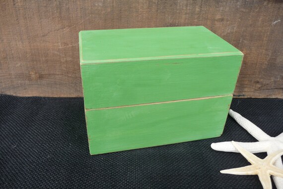 Shabby Chic Wood RECIPE Box Distressed Lime Green Color - Etsy