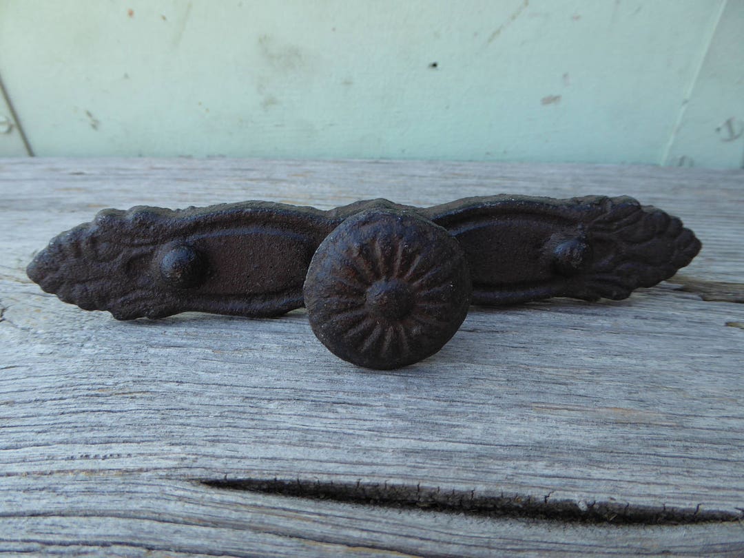 Large Cast Iron Cabinet Pull - Rustic Cast Iron Handle Knob With Back ...