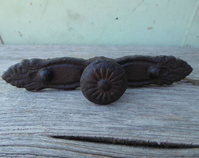 Large Cast Iron Cabinet Pull - Rustic Cast Iron Handle Knob With Back ...
