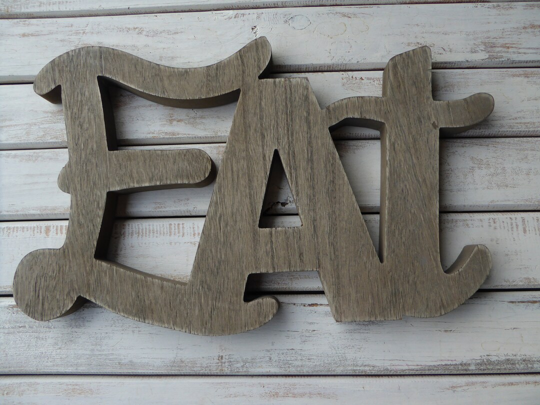 Large Wooden Wood Diecut EAT Letters Sign Kitchen Wood Wall Decor ...