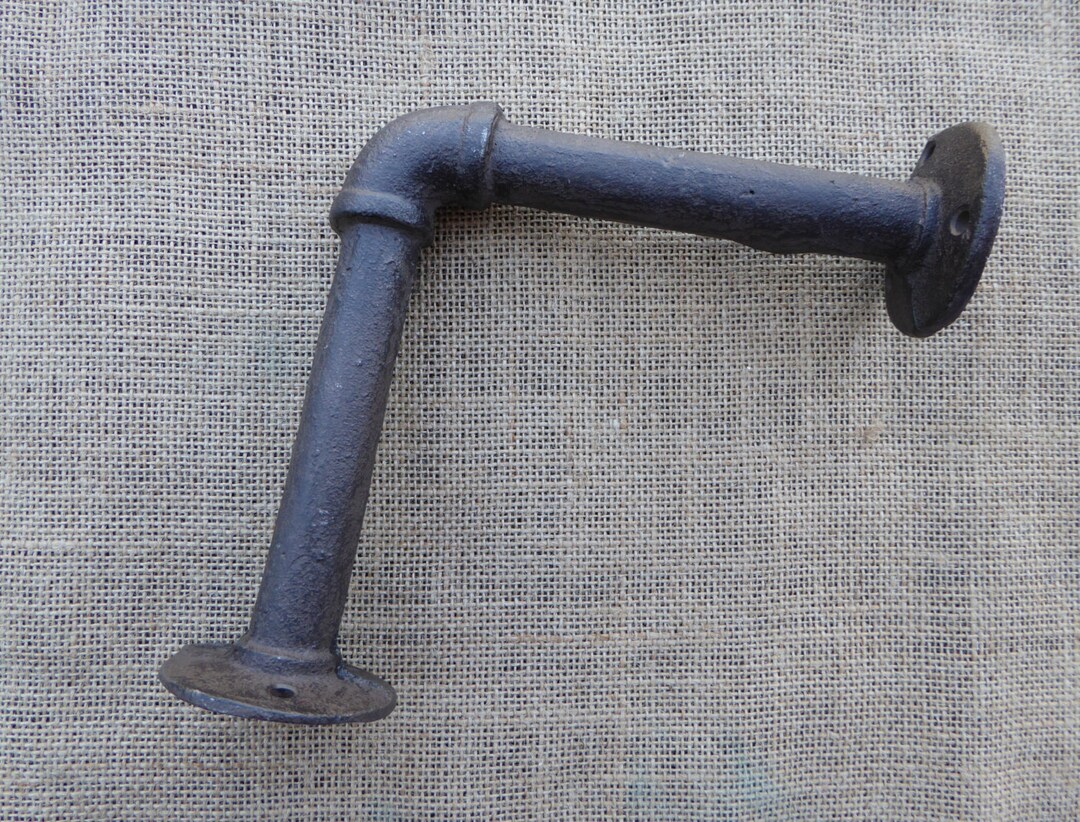 Set of 2 INDUSTRIAL PIPE Shelf Brackets - Cast Iron Metal - Old World ...