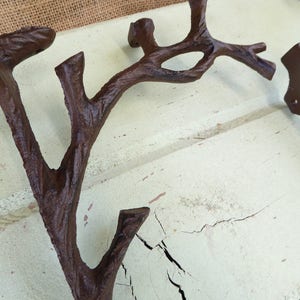 Set of 2 TREE BRANCH Brackets - Cast Iron Metal Shelf Brackets - Rustic ...