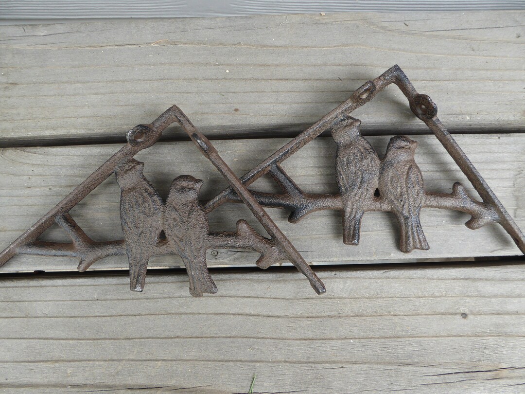 Set of 2 Small BIRDS Bird Family Love Bird Shelf Brackets Cast Iron ...