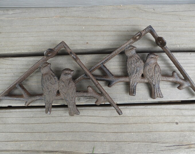 Set of 2 Small BIRDS Bird Family Love Bird Shelf Brackets Cast Iron ...