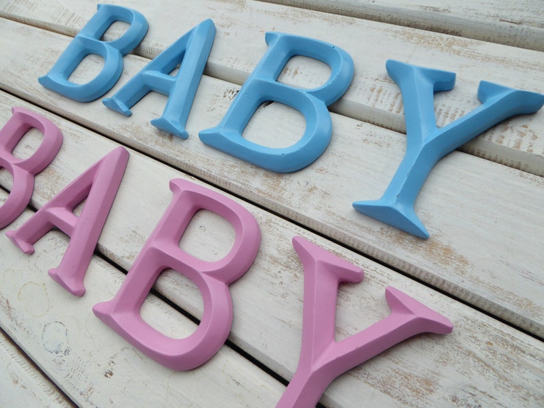 Blue OR Pink BABY Letters Sign Family Nursery Wall Decor - Etsy