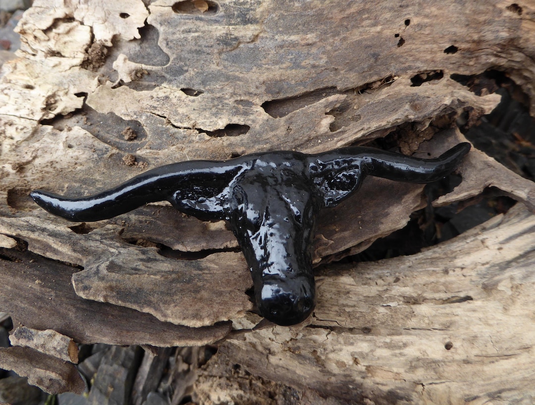Longhorn Steer Cow Head Black Metal Knob Farmhouse Cabinet Drawer Pull ...