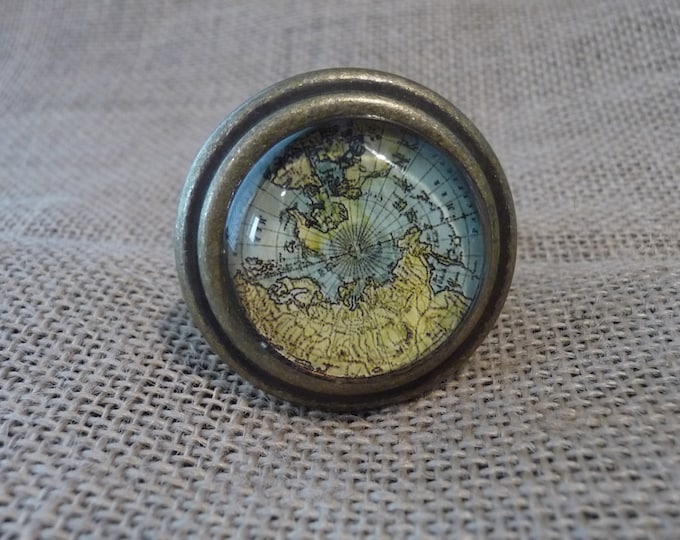 Antique Brass Metal Map Globe Atlas Drawer Pull Knob Travel Countries ...