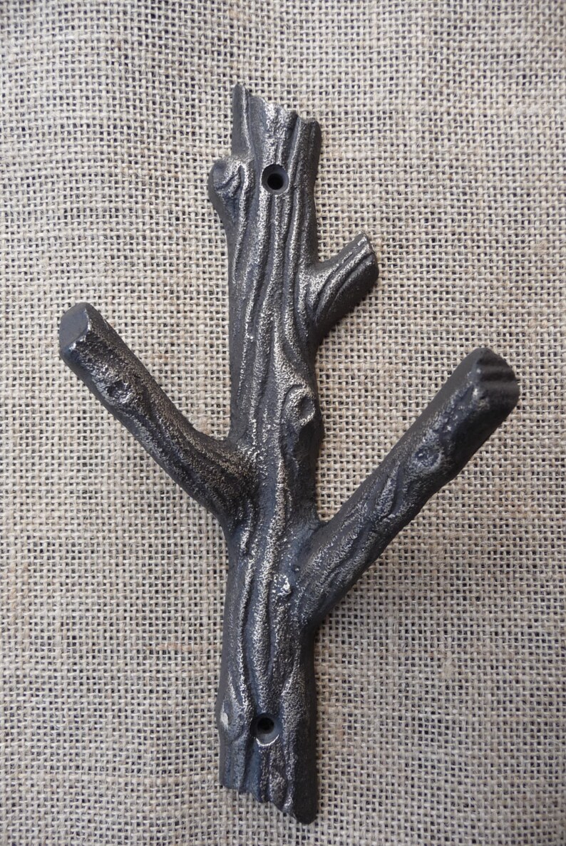 Rustic Tree Branch Wall Hook Cast Iron Metal or Gold or | Etsy
