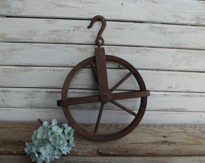 Industrial Rustic Pulley Wheel Primitive Americana Decor Rusty Water ...