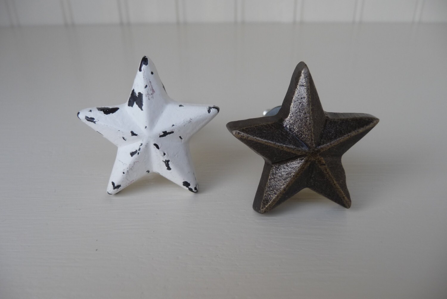 Rustic Western STAR Knobs Distressed White or Antique Bronze - Etsy