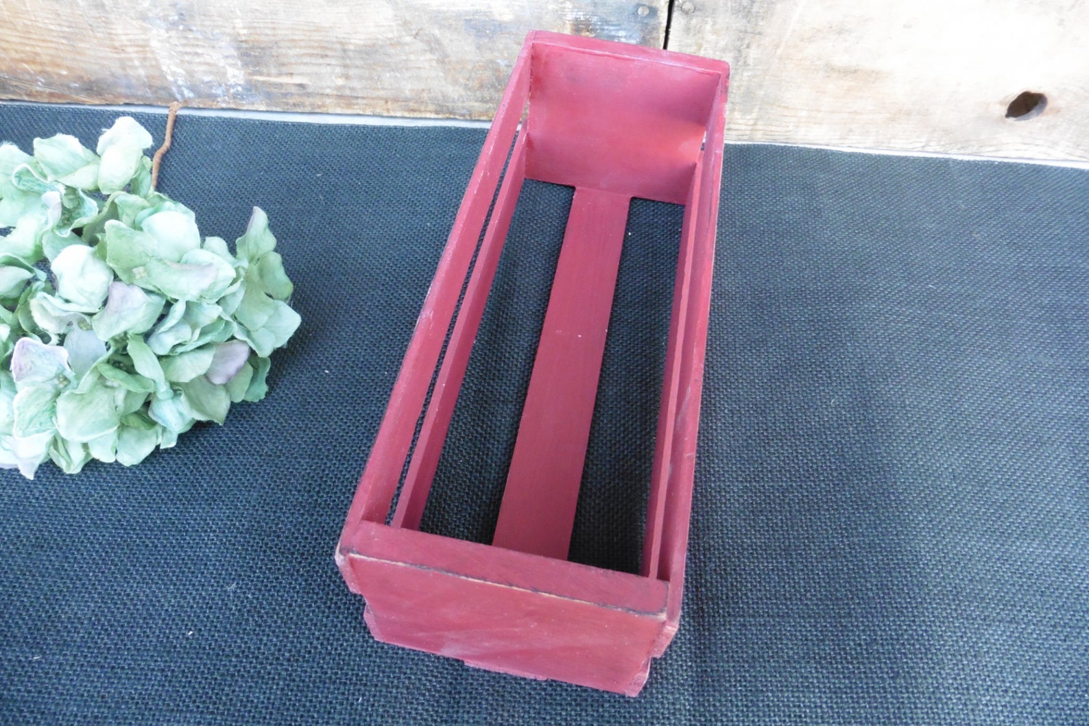 Reclaimed Distressed Burgundy Red WOOD Box CRATE Rustic - Etsy