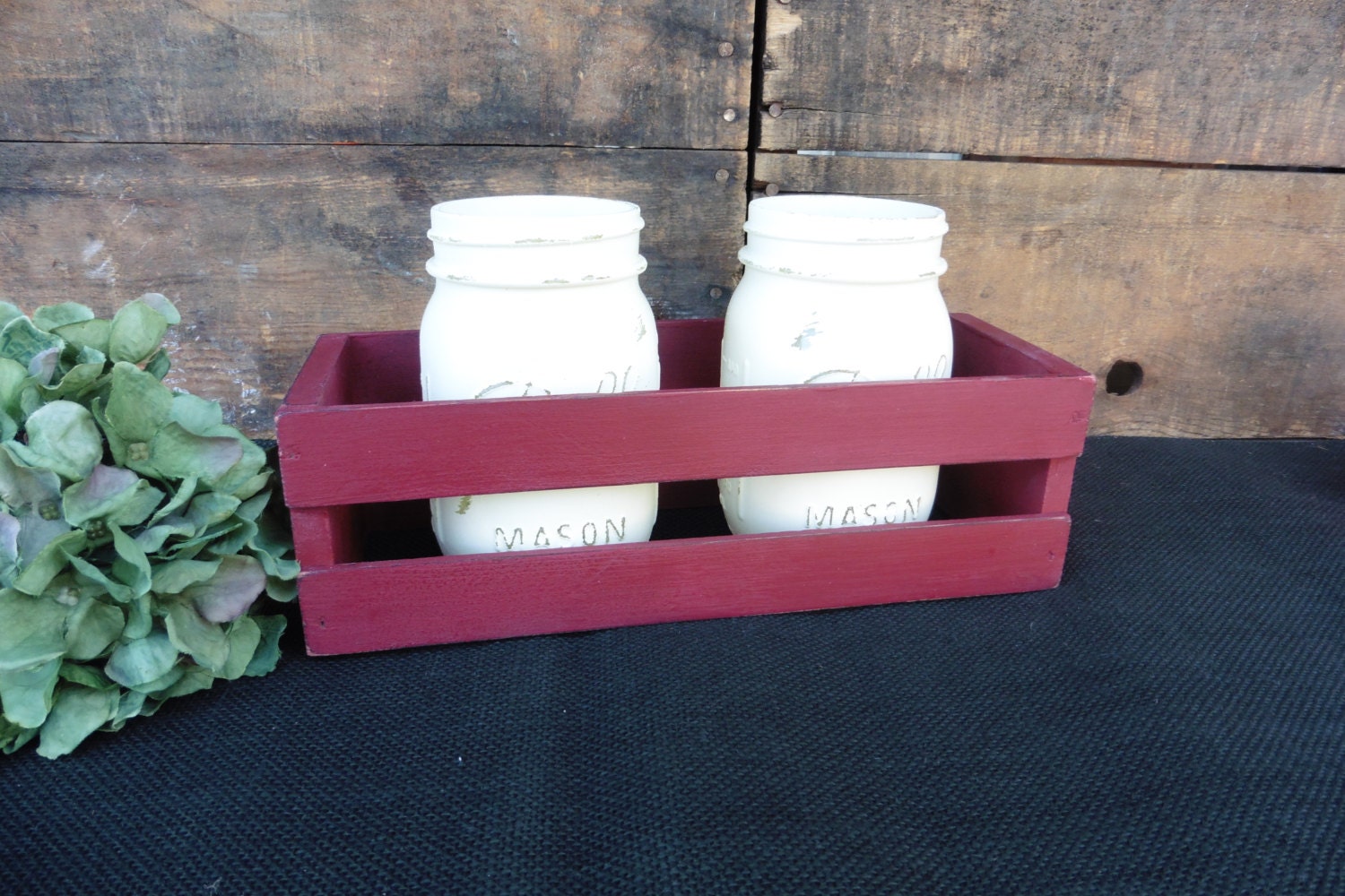 Reclaimed Distressed Burgundy Red WOOD Box CRATE Rustic | Etsy