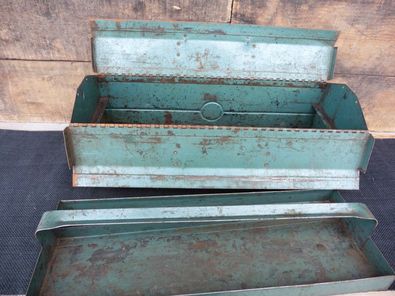 Vintage Wizard Steel Metal Tool Box Toolbox Chest With Tray Etsy