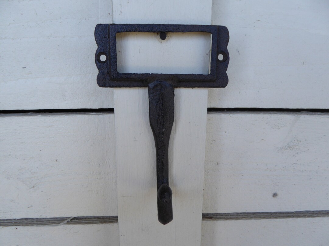 Cast Iron Metal File Label WALL HOOK ~ Rustic Industrial Urban ...