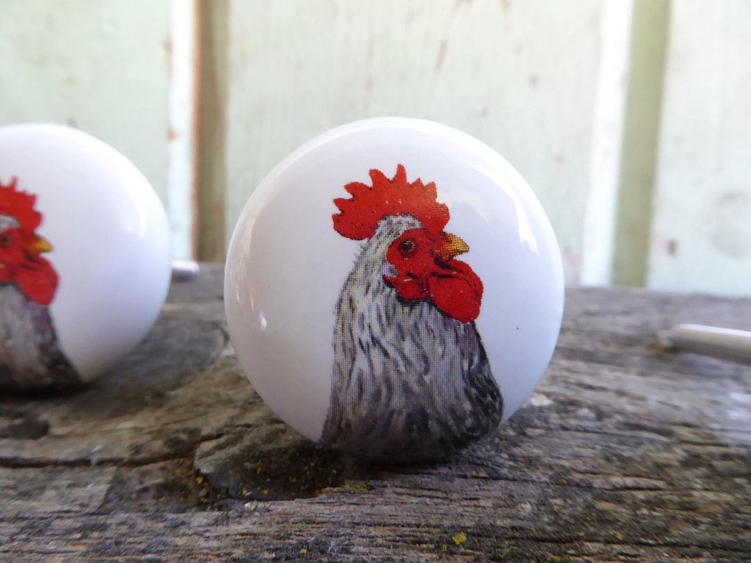 Rooster Chicken Ceramic Drawer Pull Knob ~ Country Farm Animal Knob ...