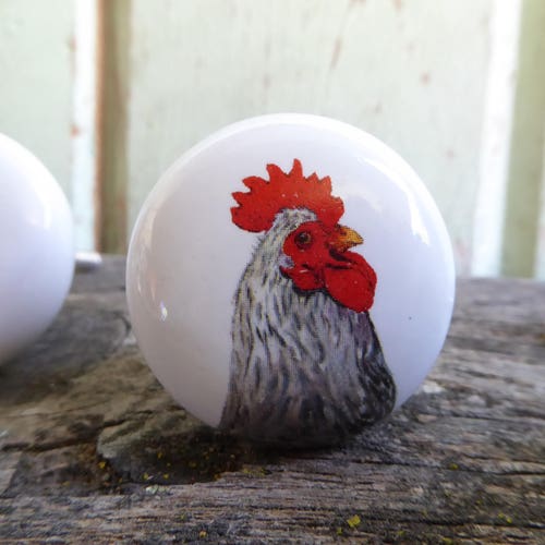 Rooster Chicken Ceramic Drawer Pull Knob Country Farm Animal - Etsy