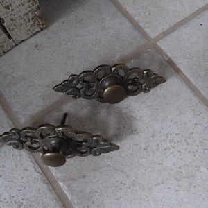Antique Rustic Brass Knob With Ornate Backplate Drawer Pull Knob ...